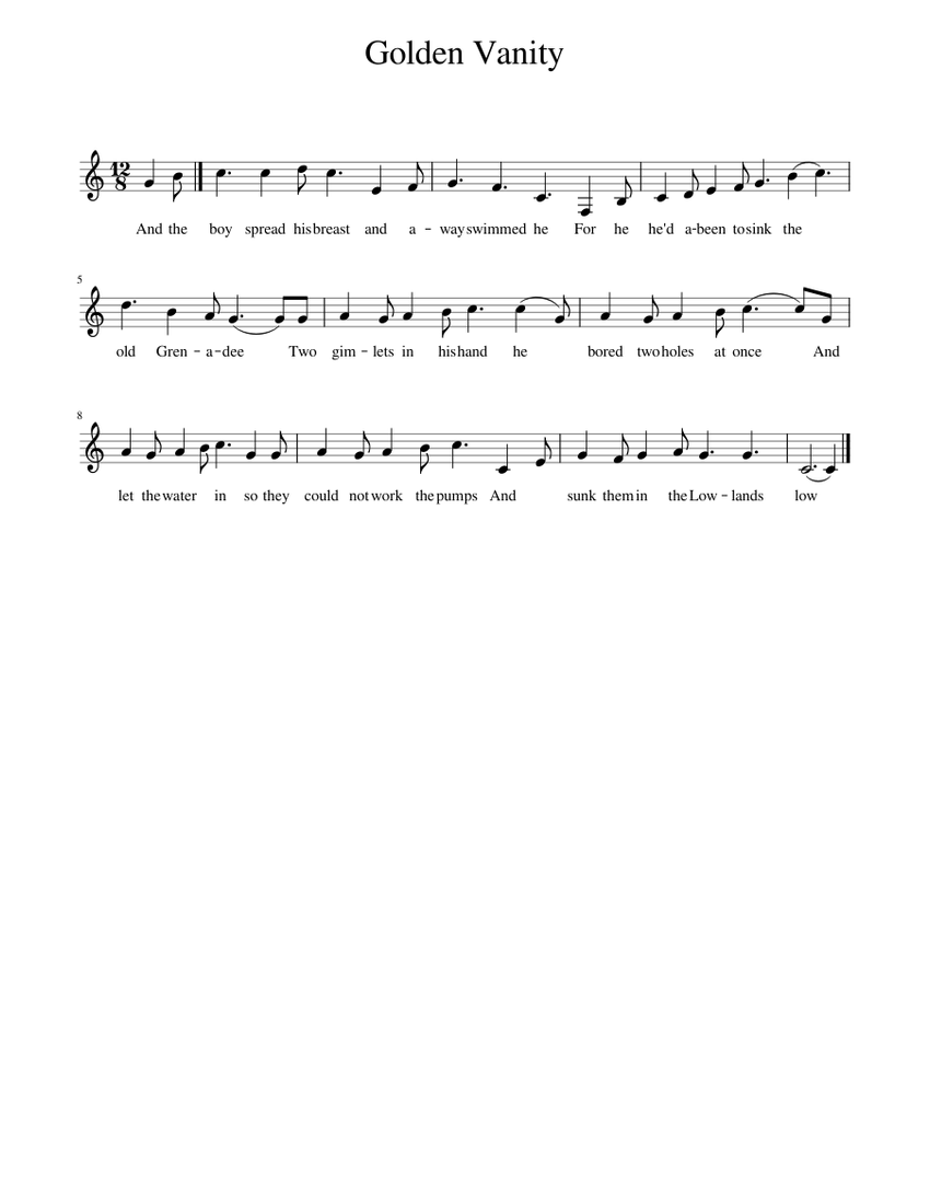 Golden Vanity Sheet music for Piano (Solo) Easy | Musescore.com