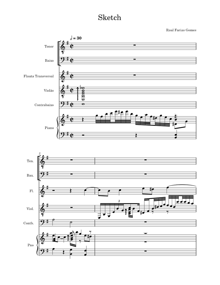 Sketch Sheet music for Piano, Tenor, Bass voice, Flute & more ...