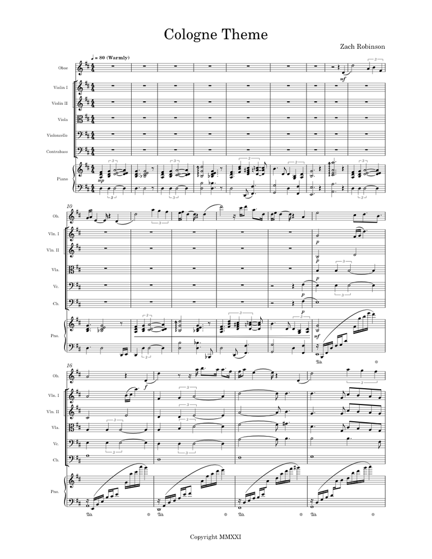 Cologne Theme Sheet music for Piano, Oboe, Contrabass, Violin & more ...