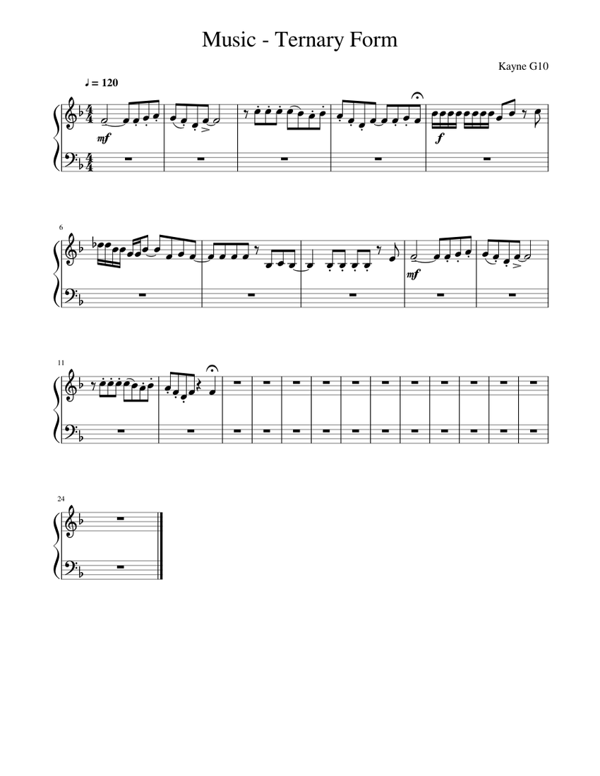 Music - Ternary Form FINAL - ABA Sheet music for Piano (Solo ...