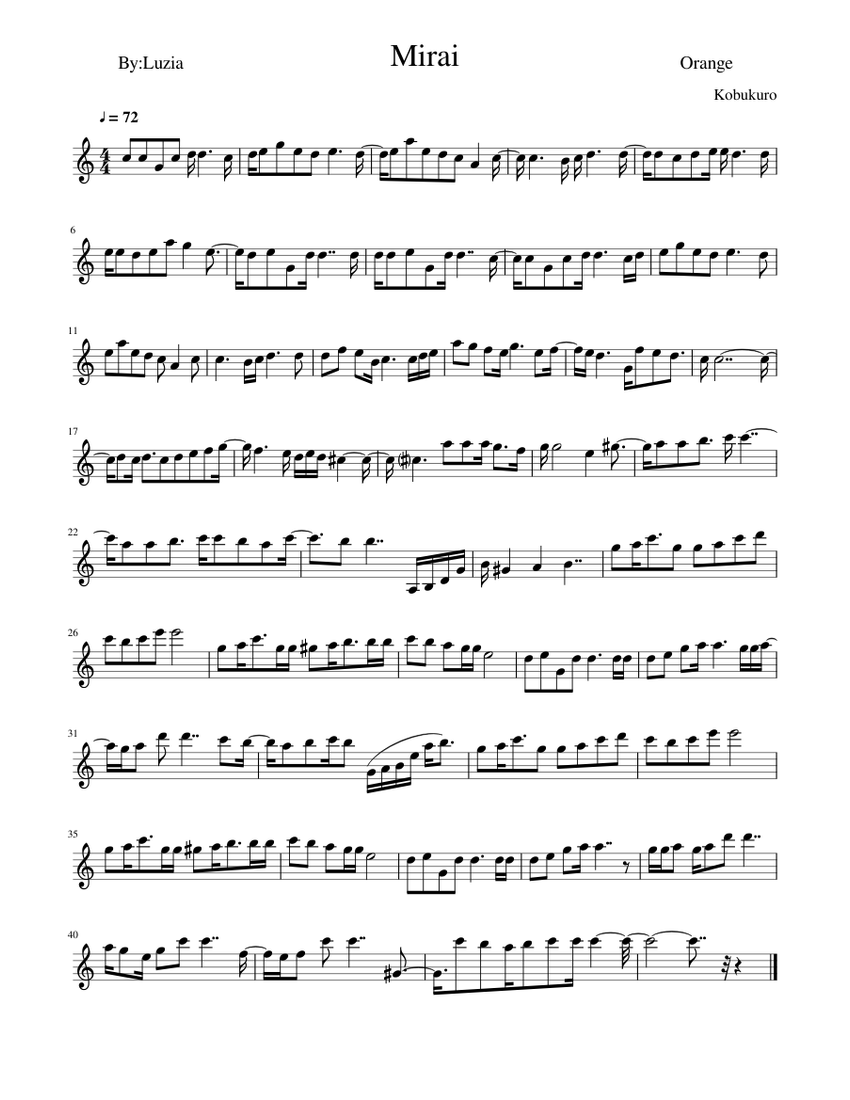 Mirai - Orange (Clarinet Bb) Sheet music for Clarinet in b-flat (Solo ...