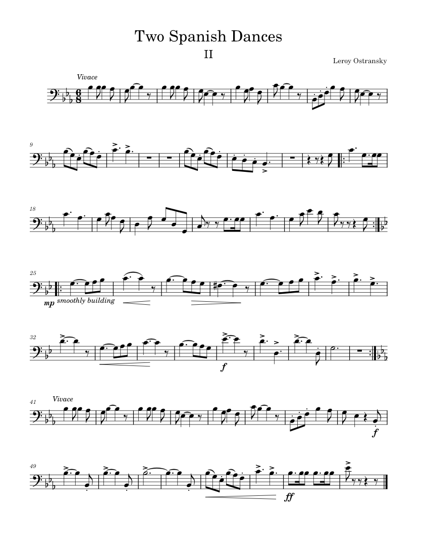 Two Spanish Dances part 2 Sheet Music for Trombone (Solo) | MuseScore.com