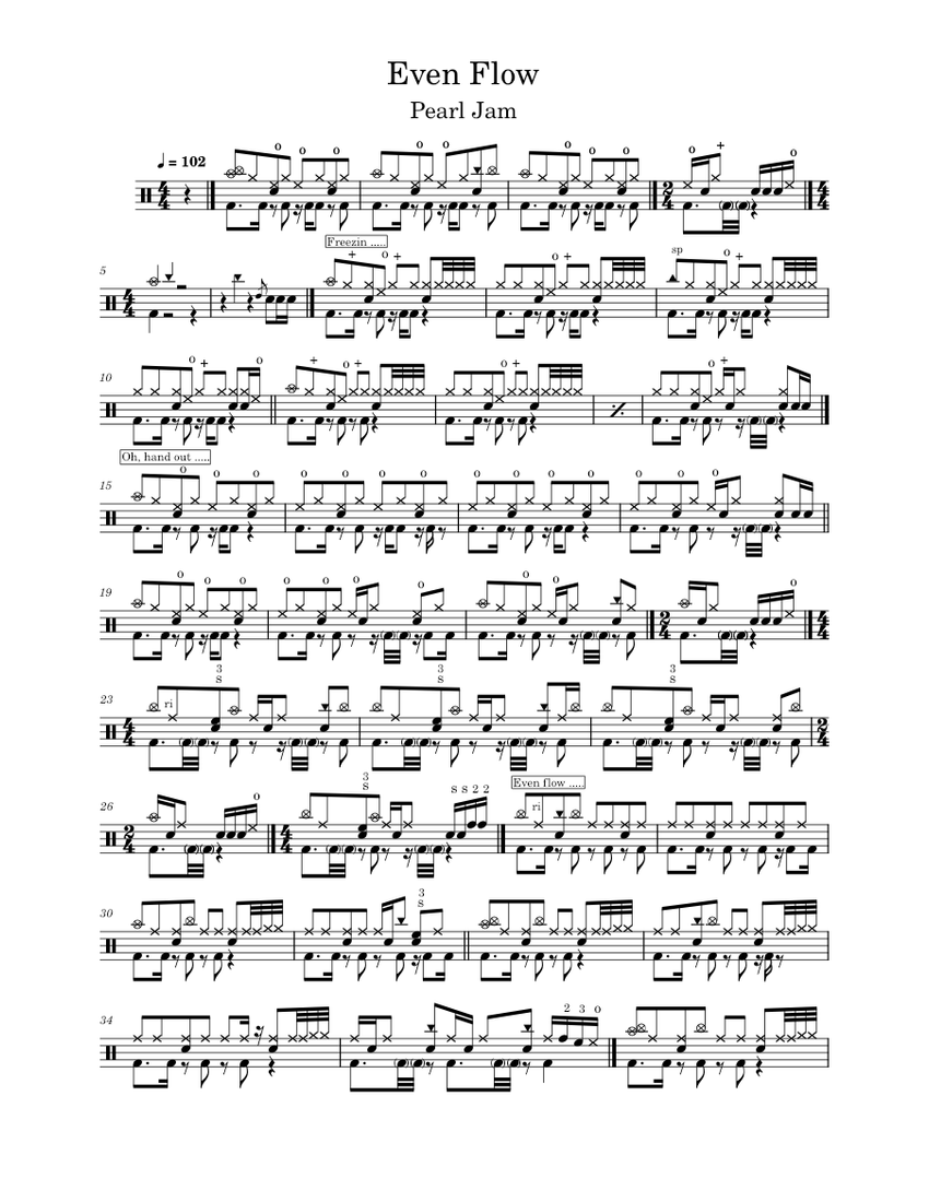 Even Flow - Pearl Jam Sheet Music for Drum group (Solo) | MuseScore.com