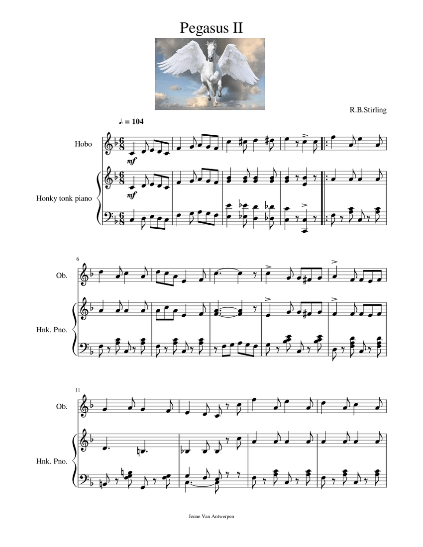 Pegasus II Sheet music for Piano, Oboe (Solo) | Musescore.com