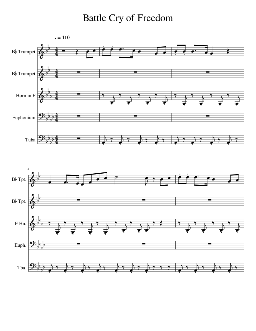 Battle Cry of Freedom Sheet music for Euphonium, Tuba, Trumpet in b ...