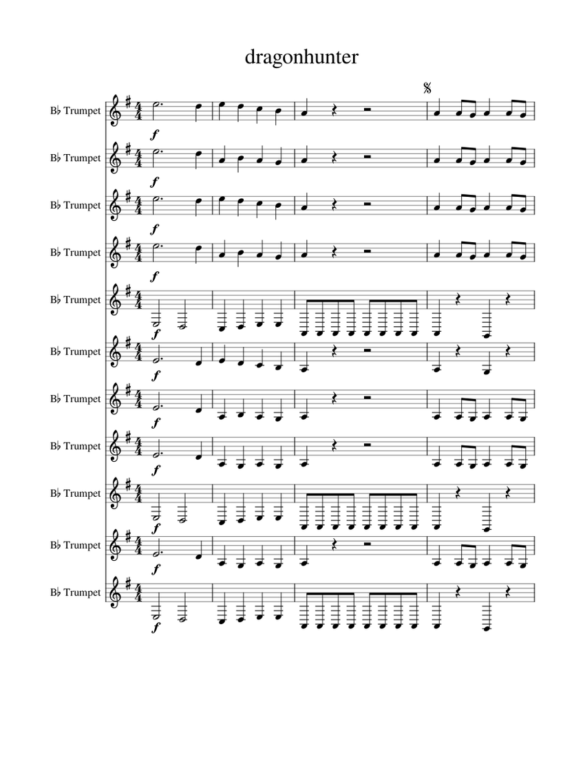 Dragonhunter all trumpets Sheet Music for Trumpet in b-flat (Brass ...