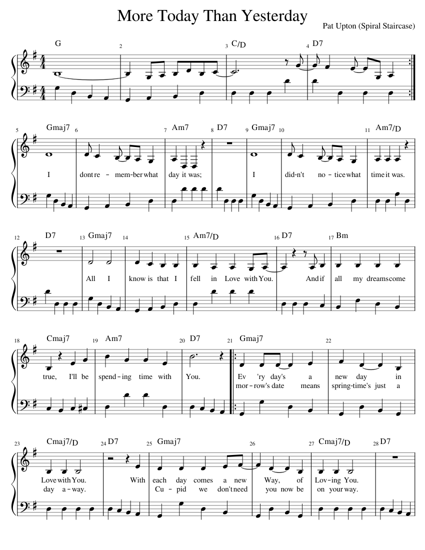 More_Today_Than_Yesterday in G Sheet music for Piano (Solo) Easy ...