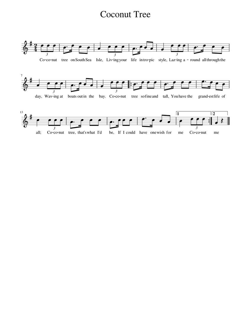 Coconut Tree Sheet music for Piano (Solo) Easy | Musescore.com
