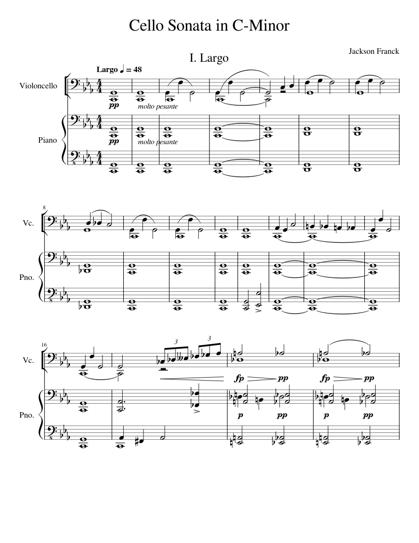 Cello Sonata in C-Minor - Complete Sheet music for Piano, Cello (Mixed ...