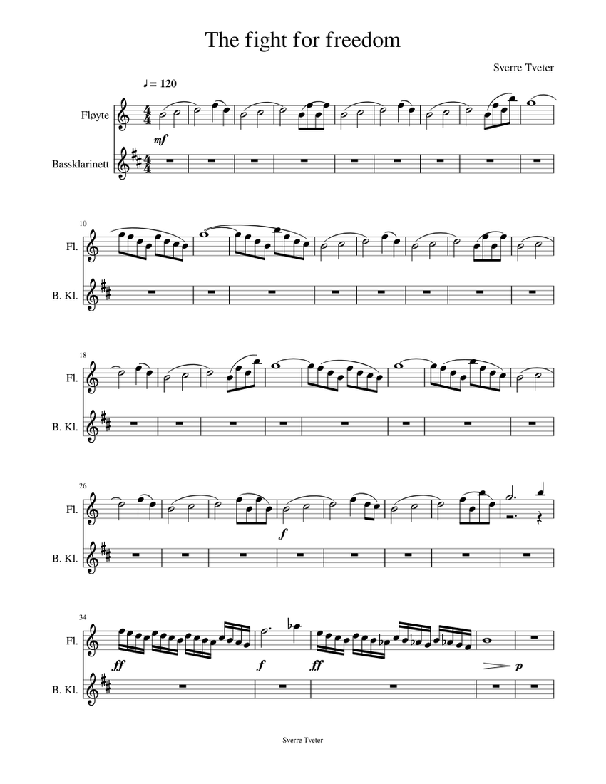 The fight for freedom Sheet music for Flute, Clarinet bass (Woodwind ...