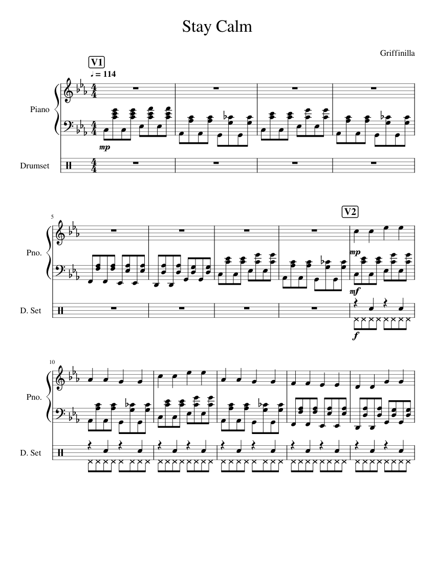 Stay Calm Sheet Music for Piano, Drum group (Mixed Duet) | MuseScore.com