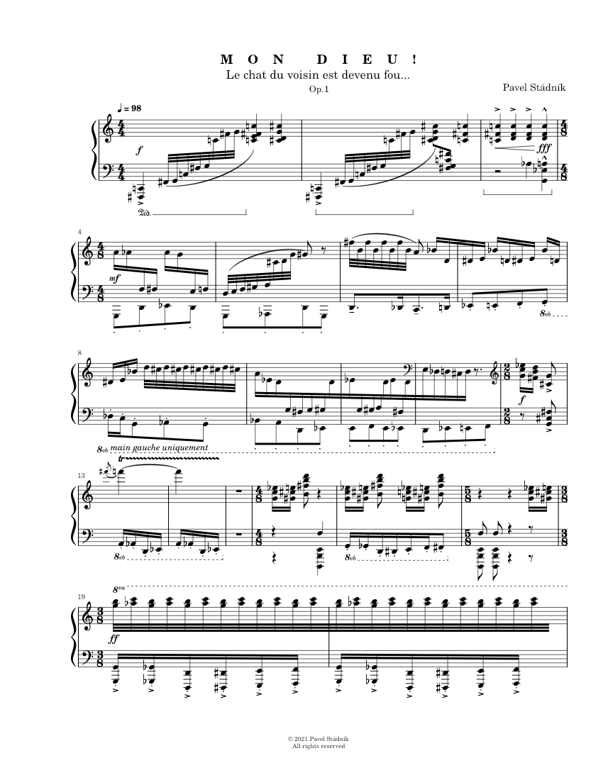 Mon Dieu! 😾 Sheet Music for Piano (Solo) | MuseScore.com