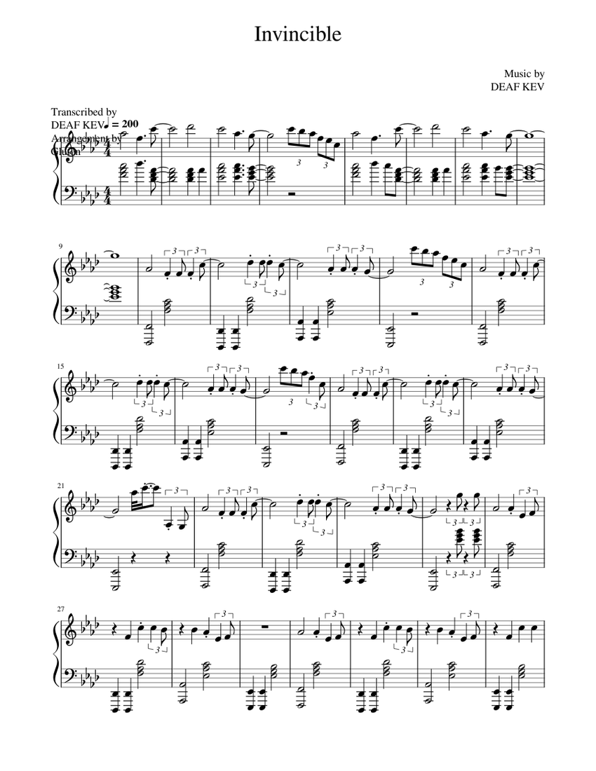 Invincible Sheet Music for Piano (Piano Duo) | MuseScore.com
