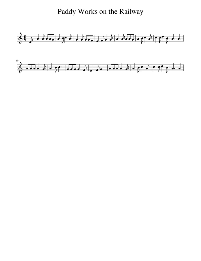 Paddy Works on the Railway Sheet Music for Piano (Solo) easy ...