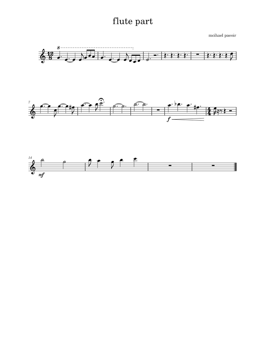flute part Sheet Music for Piano (Solo) Easy | MuseScore.com