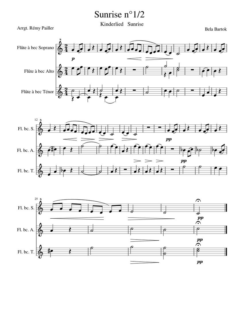 Sunrise Sheet music for Recorder (Mixed Trio) | Musescore.com