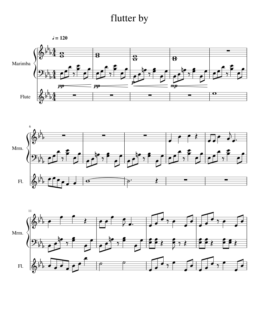 flutter by Sheet music for Flute, Marimba (Mixed Duet) | Musescore.com