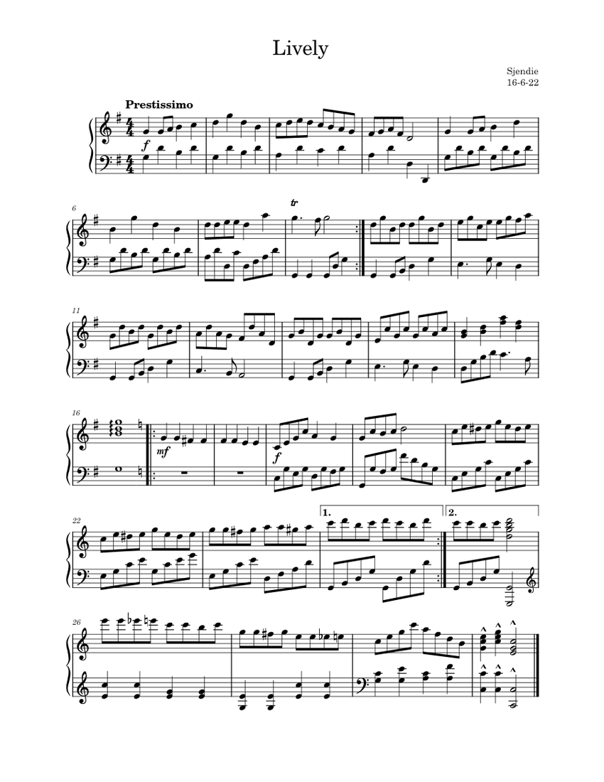 Lively song for piano Sheet music for Piano (Solo) | Musescore.com