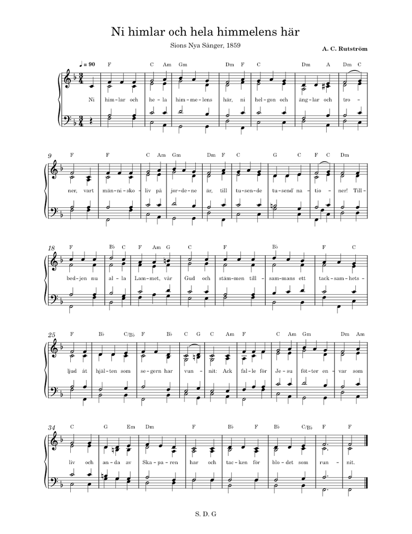 Ni himlar och hela himmelens här – psalm étude Sheet music for Piano ...