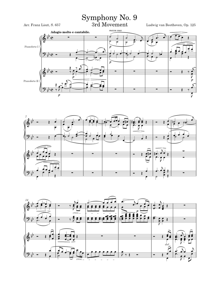 Symphony No.9, Op.125 – Ludwig van Beethoven arr. Franz Liszt for 2 ...