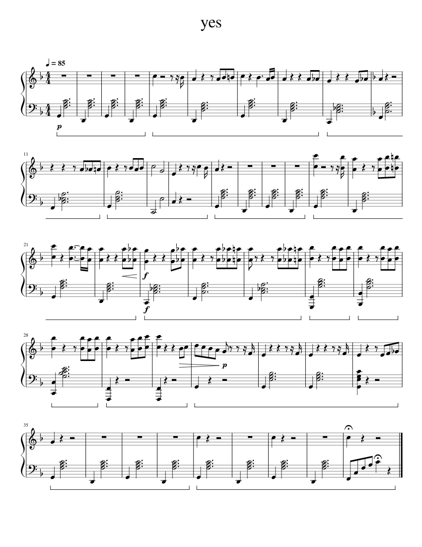 yes Sheet music for Piano (Solo) | Musescore.com