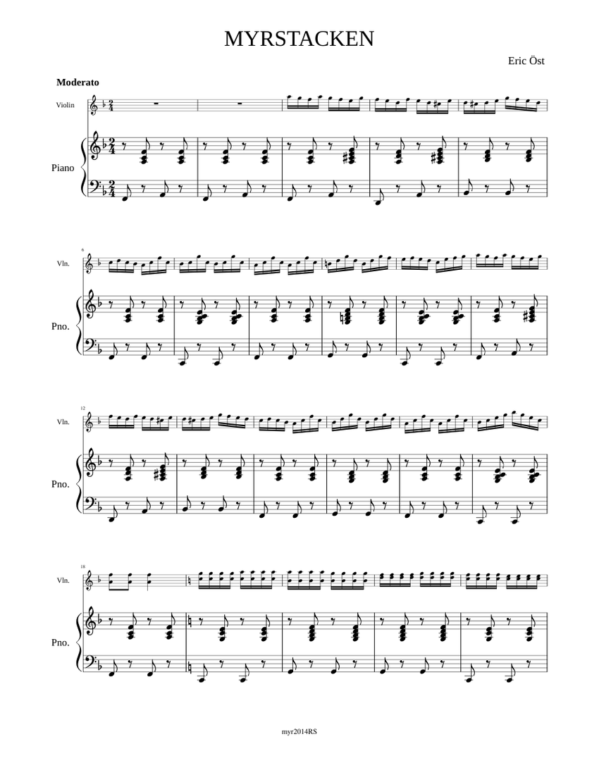 MYRSTACKEN - vn&pf – Eric Öst Sheet music for Piano, Violin (Mixed Duet ...