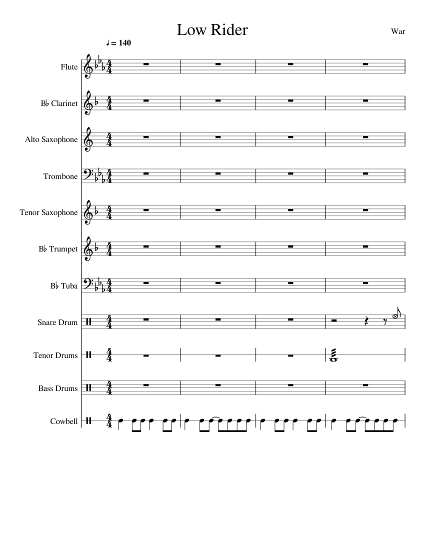 Low Rider Sheet music for Trombone, Tuba, Flute, Clarinet in b-flat ...