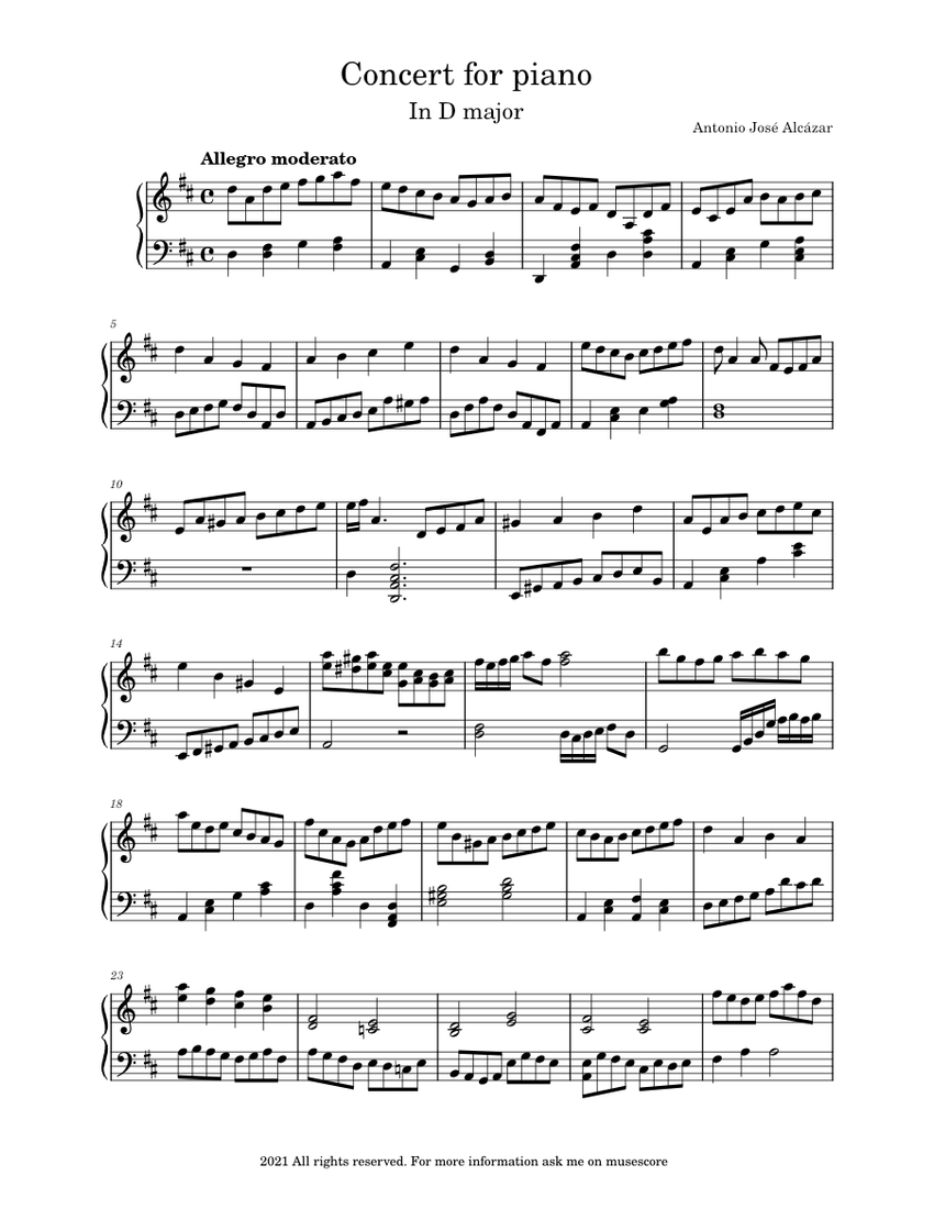 Concert for piano Sheet music for Piano (Solo) | Musescore.com