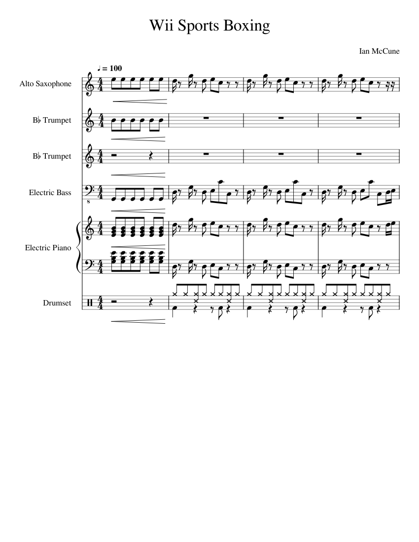 Wii Sports Boxing Theme Sheet Music for Piano, Saxophone alto, Trumpet ...