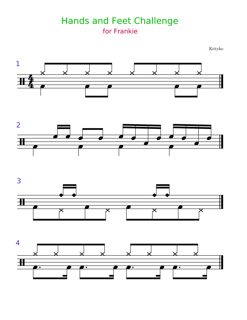 Hands and Feet Challenge Sheet Music for Drum group (Solo) | MuseScore.com
