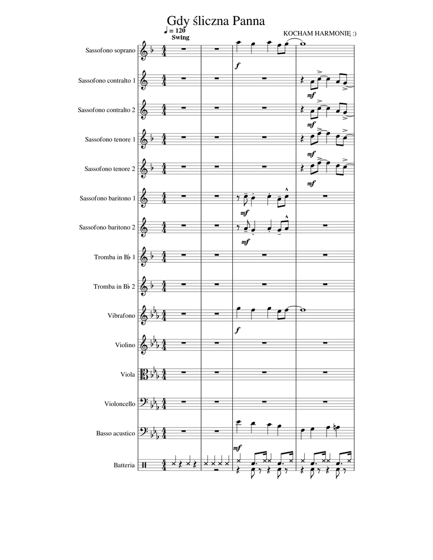 GDY ŚLICZNA PANNA Sheet Music for Saxophone alto, Saxophone tenor ...