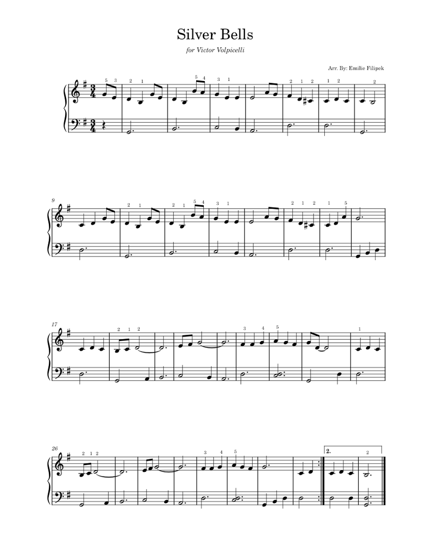 Silver Bells (Easy Beginner Version) – Jay Livingston and Ray Evans ...