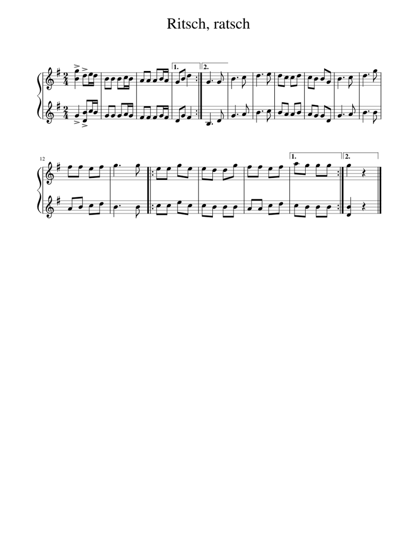 Ritsch, ratsch Sheet music for Piano (Solo) Easy | Musescore.com