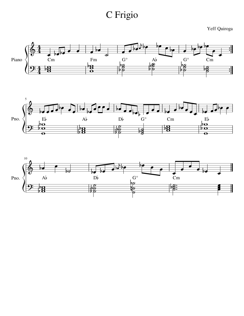C Frigio Sheet Music for Piano (Solo) | MuseScore.com