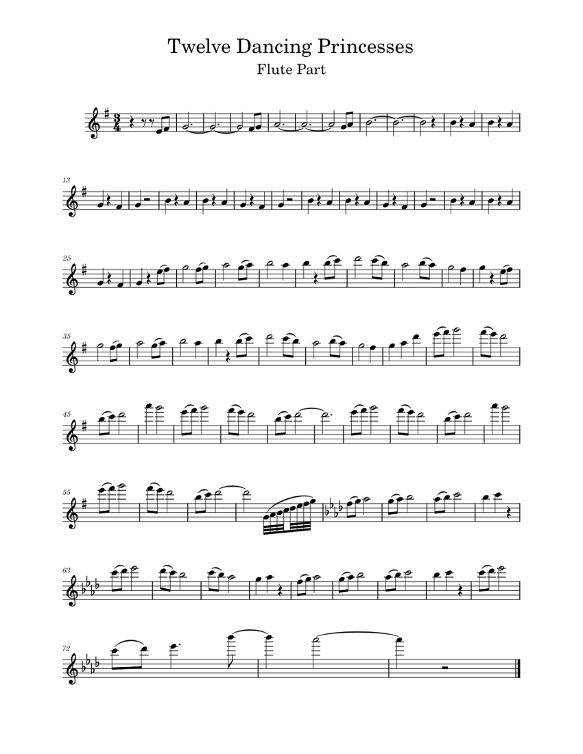 Twelve Dancing Princesses Sheet Music for Flute (Solo) | MuseScore.com