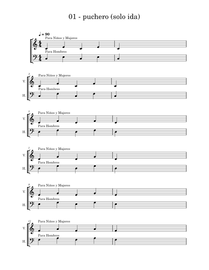 01 - puchero solo ida Sheet music for Female, Male (Choral) | Musescore.com