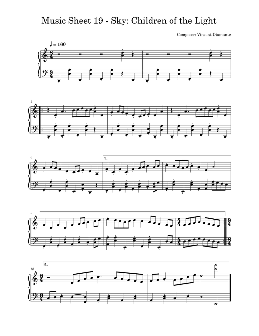 Sky: Children of the Light - Music Sheet 19 Sheet Music for Piano (Solo ...