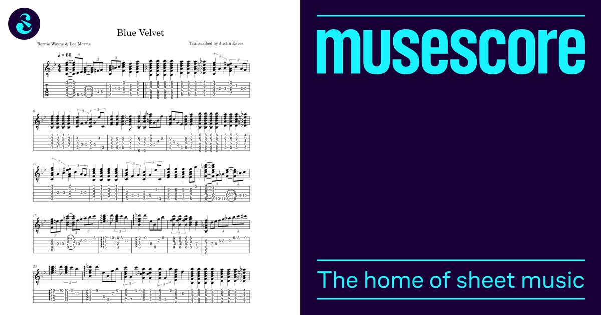Blue Velvet – Bobby Vinton Sheet music for Guitar (Solo) | Musescore.com