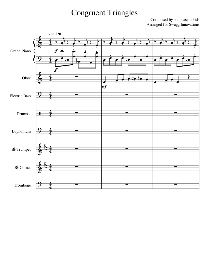 Congruent Triangles Sheet Music for Piano, Trombone, Cornet, Euphonium ...