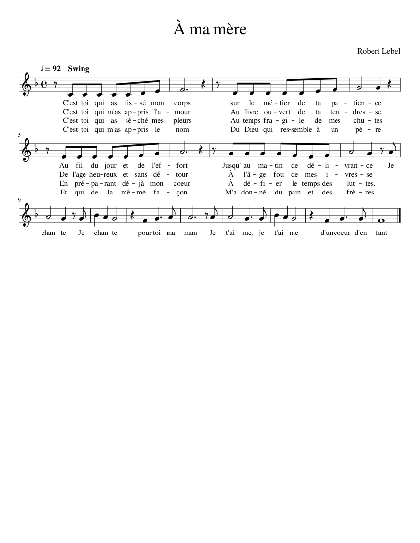 A ma mere Sheet Music for Piano (Church Choir) easy | MuseScore.com