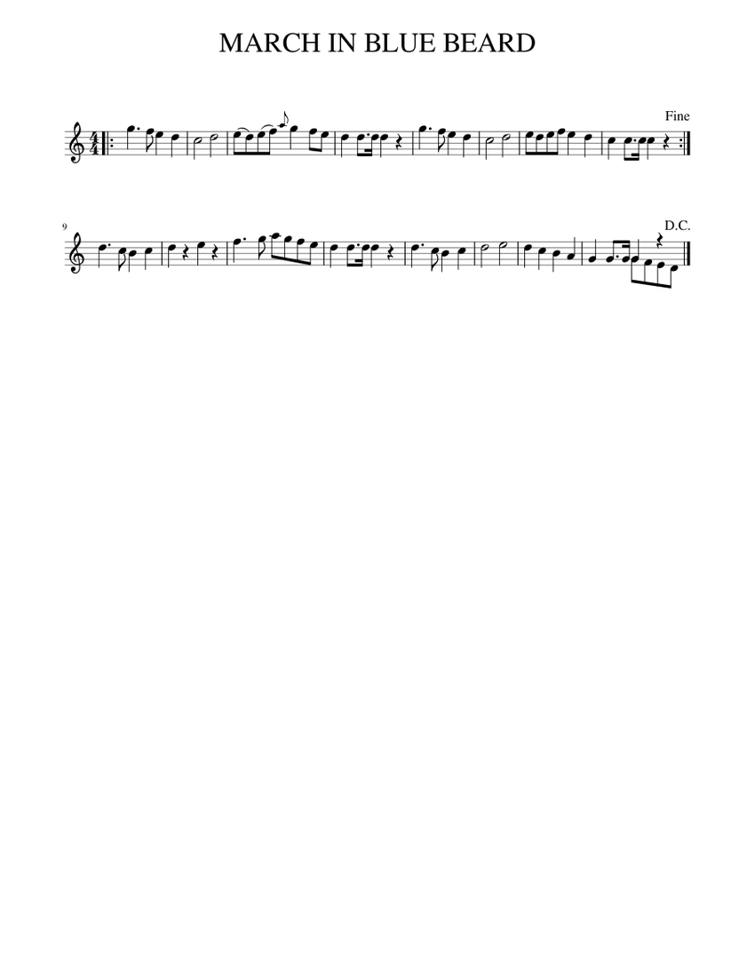 MARCH IN BLUE BEARD Sheet music for Piano (Solo) Easy | Musescore.com