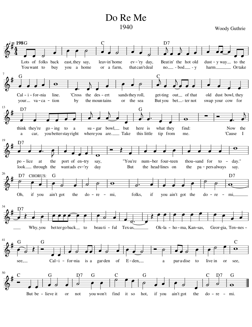 Do Re Me Sheet Music with Chords for Piano (Solo) easy | MuseScore.com