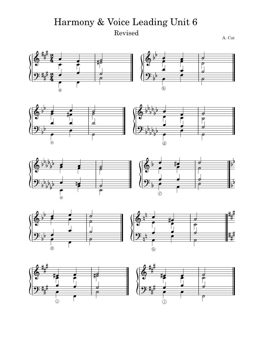 Harmony & Voice Leading Unit 6 Exercises Sheet music for Harpsichord ...