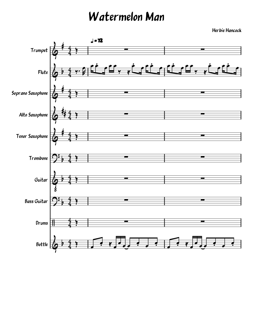 Watermelon Man Sheet music for Trombone, Flute, Saxophone alto ...