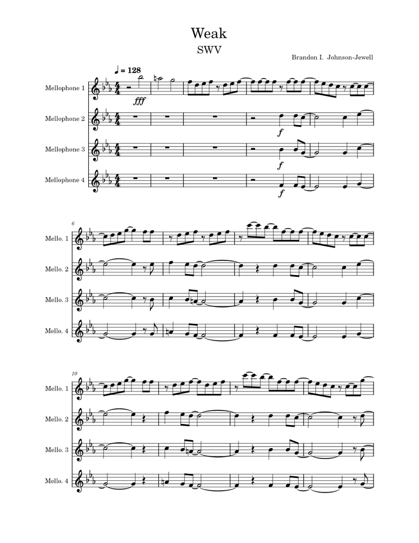Weak - SWV Sheet Music for Mellophone (Mixed Quartet) | MuseScore.com
