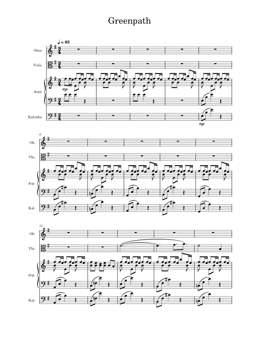Greenpath – Christopher Larkin Greenpath Sheet music for Oboe, Viola ...