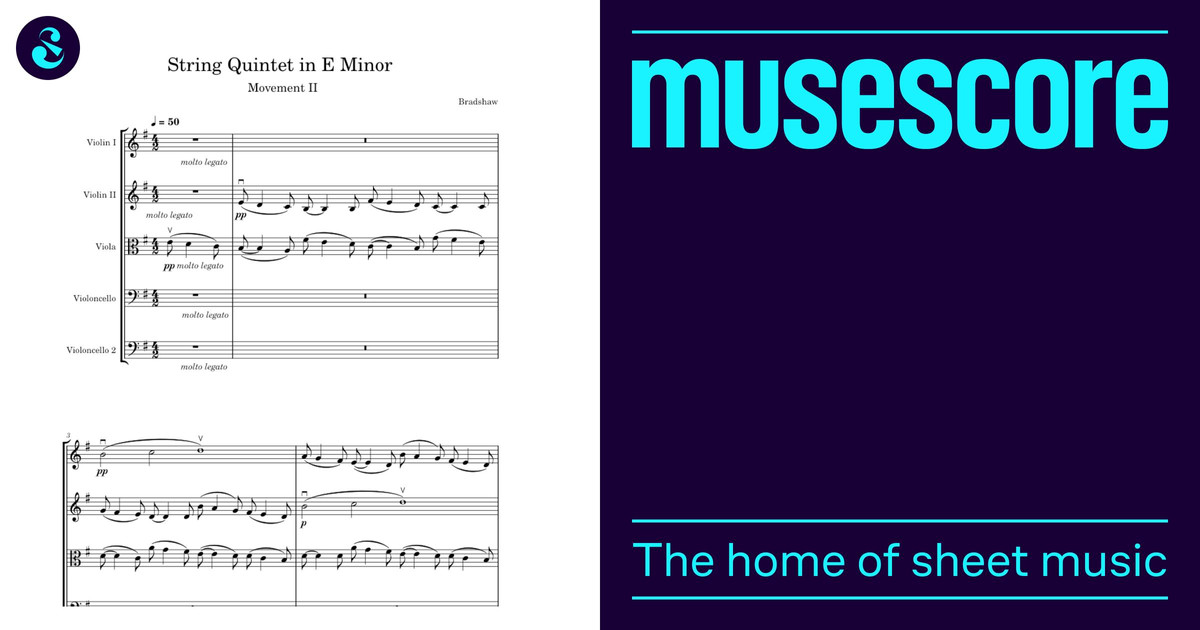 String Quintet in E Minor Mov II – Quantitative Sheet music for Violin ...