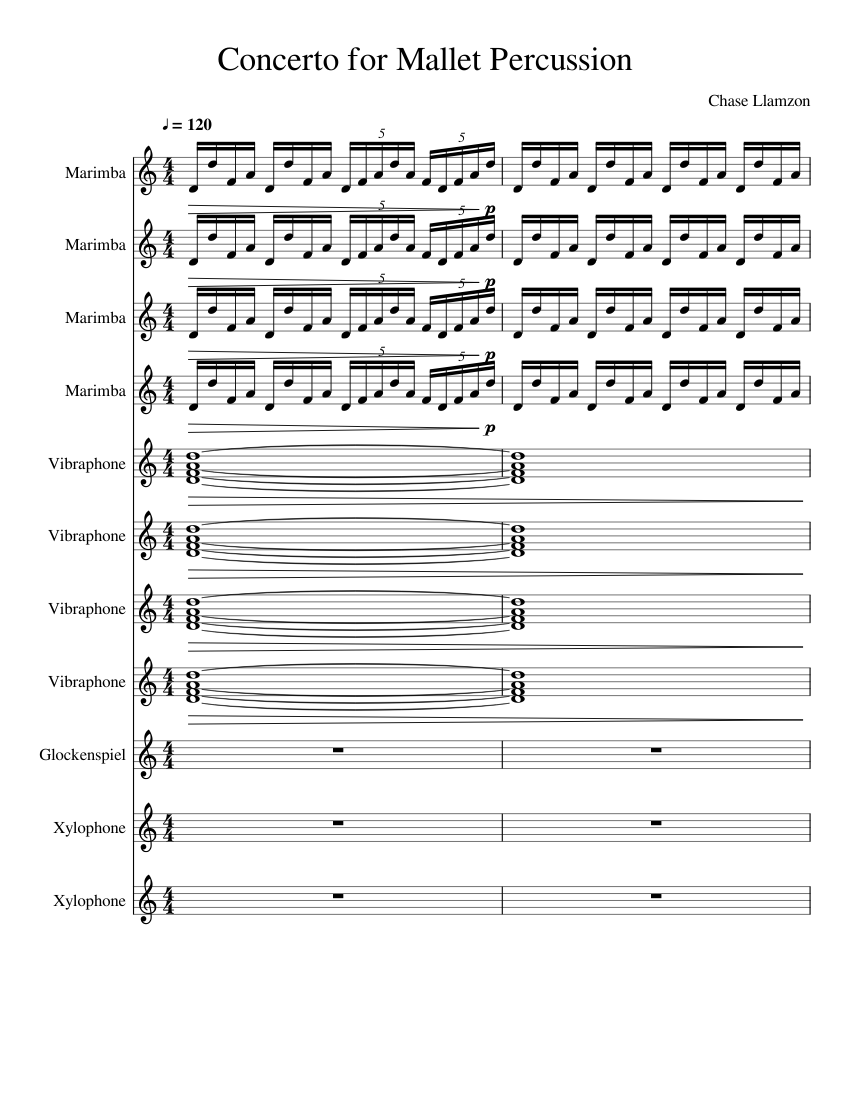 Concerto for Mallet Percussion Sheet Music for Vibraphone, Glockenspiel ...