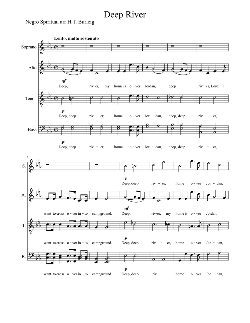 Deep_River Sheet music for Bass guitar (Solo) | Musescore.com