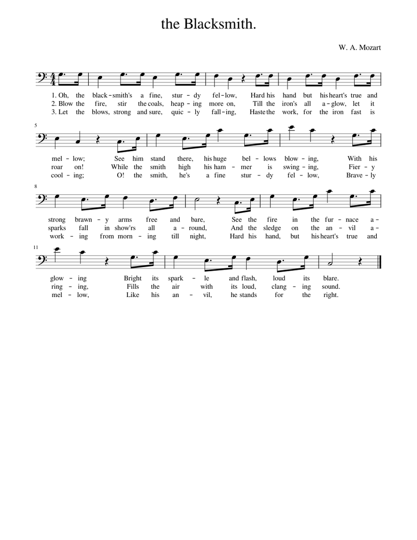 the Blacksmith. Sheet music for Piano (Solo) | Musescore.com